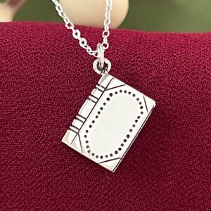 Silver Book Necklace. 3D Book Pendant, Teachers Gift, Graduation Gift ...