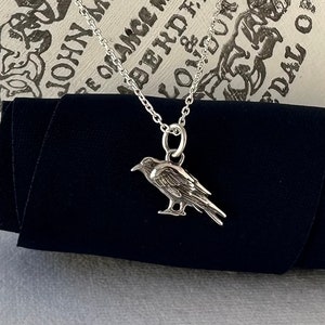 Sterling Silver Raven Necklace Tiny Raven, Messenger Bird, Raven ...