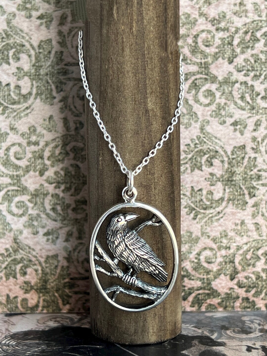 Sterling Silver Raven Necklace - for Him or Her, Hope, Raven Jewelry ...