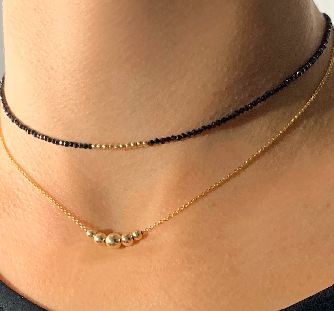 Beaded Chain Necklace - Choker Necklace, Dainty Beaded Necklace ...