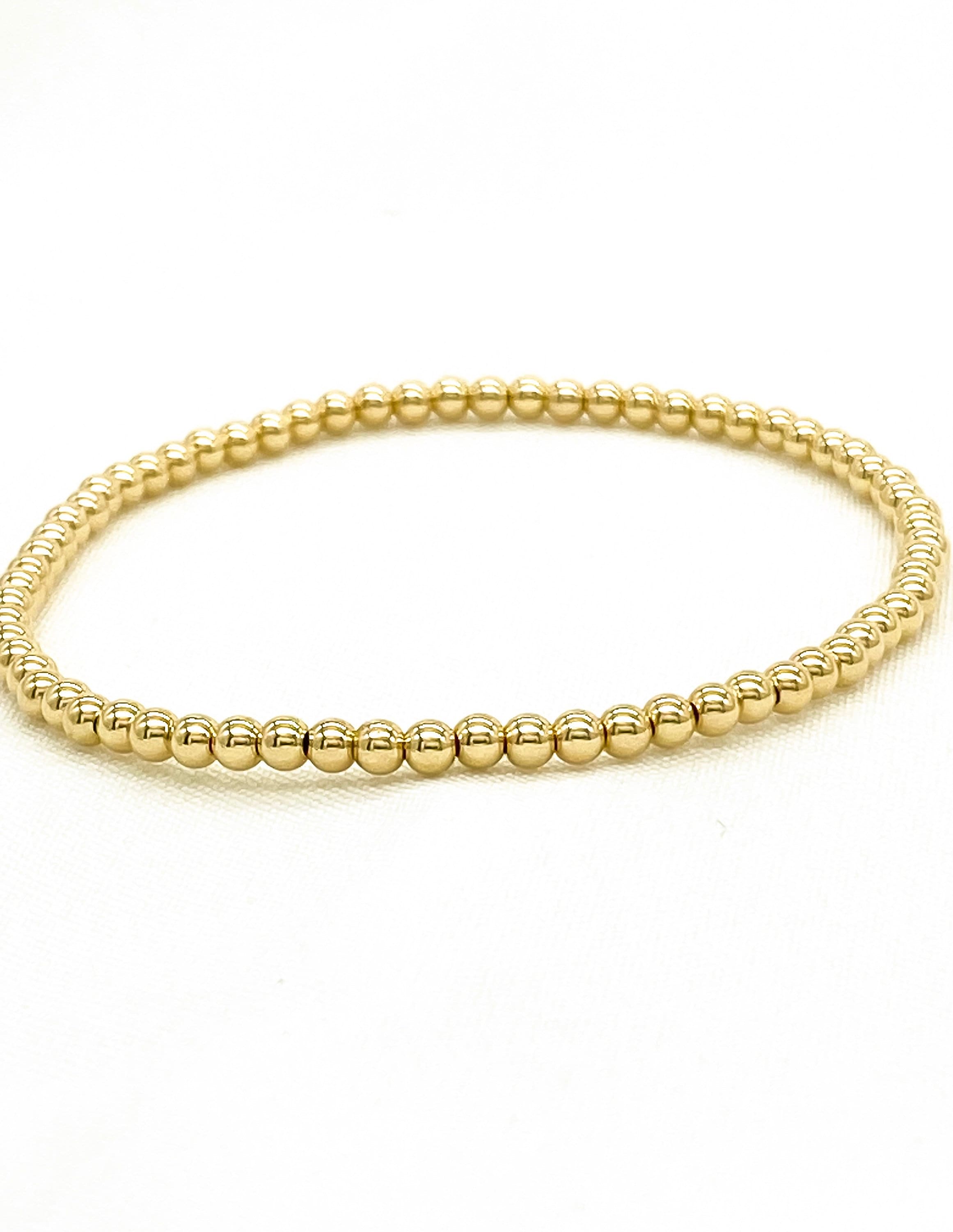 4mm Gold Beaded Stack Bracelet 14K Gold Filled Sterling | Etsy