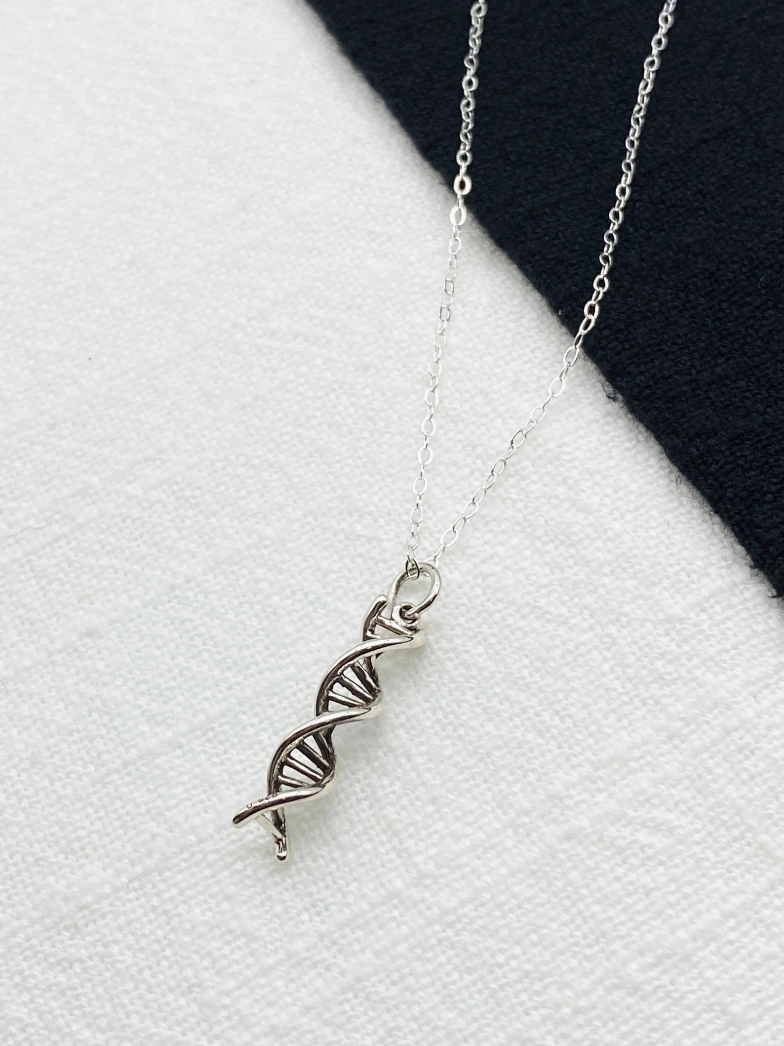 DNA Necklace Sterling Silver Helix Necklace Double Helix - Etsy