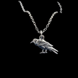 Sterling Silver Raven Necklace - Tiny Raven, Messenger Bird, Raven ...