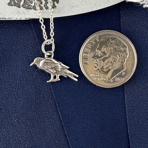 Sterling Silver Raven Necklace - Tiny Raven, Messenger Bird, Raven ...
