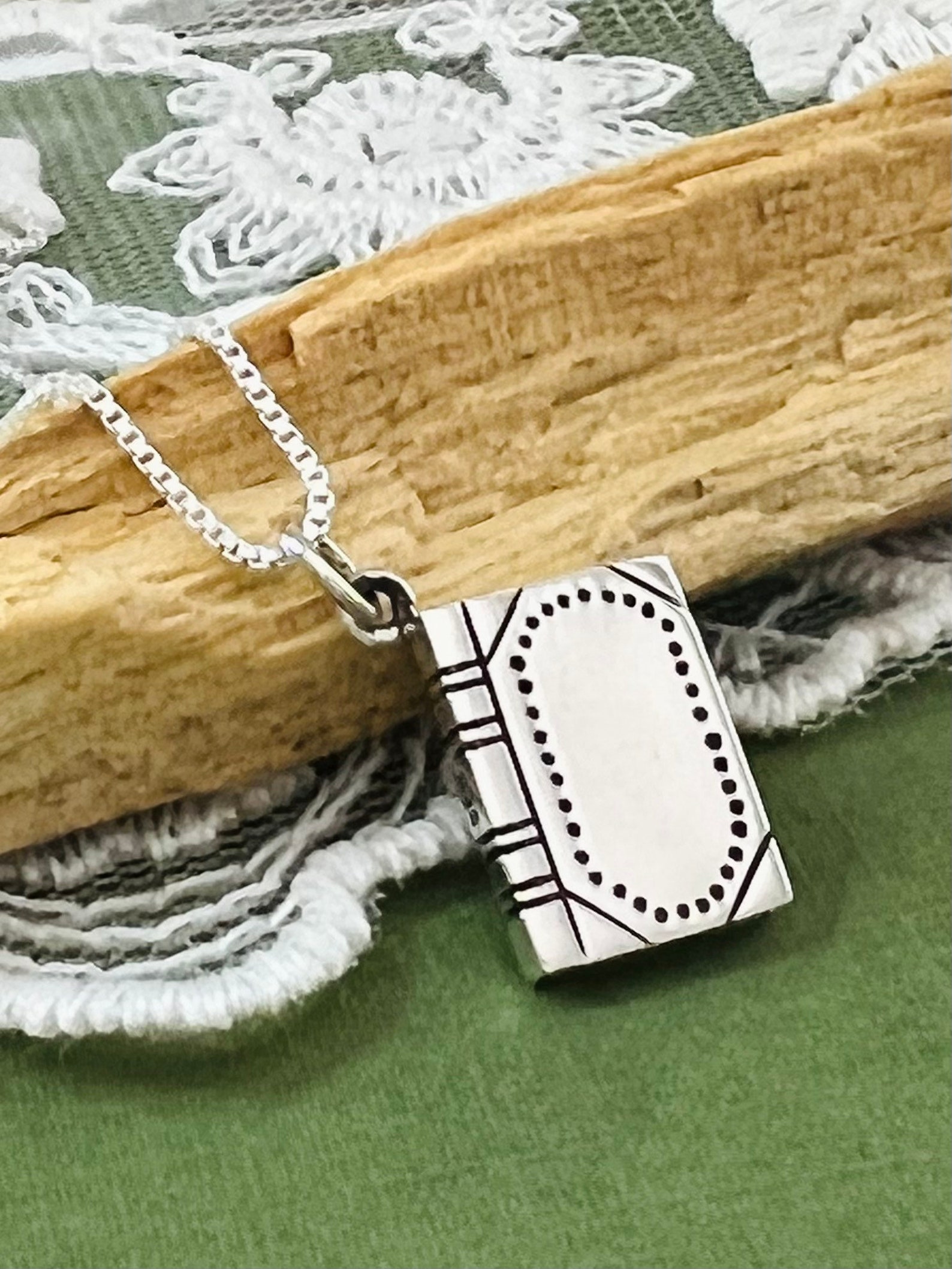 Silver Book Necklace 3D Book Pendant Teachers Gift - Etsy