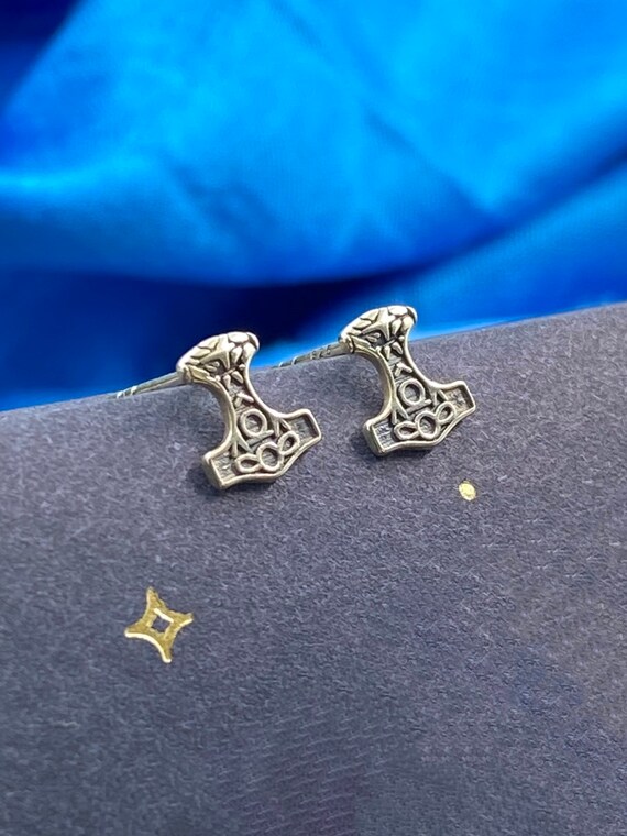 Silver or Gold Thor Hammer Earrings Viking Jewelry Thors | Etsy