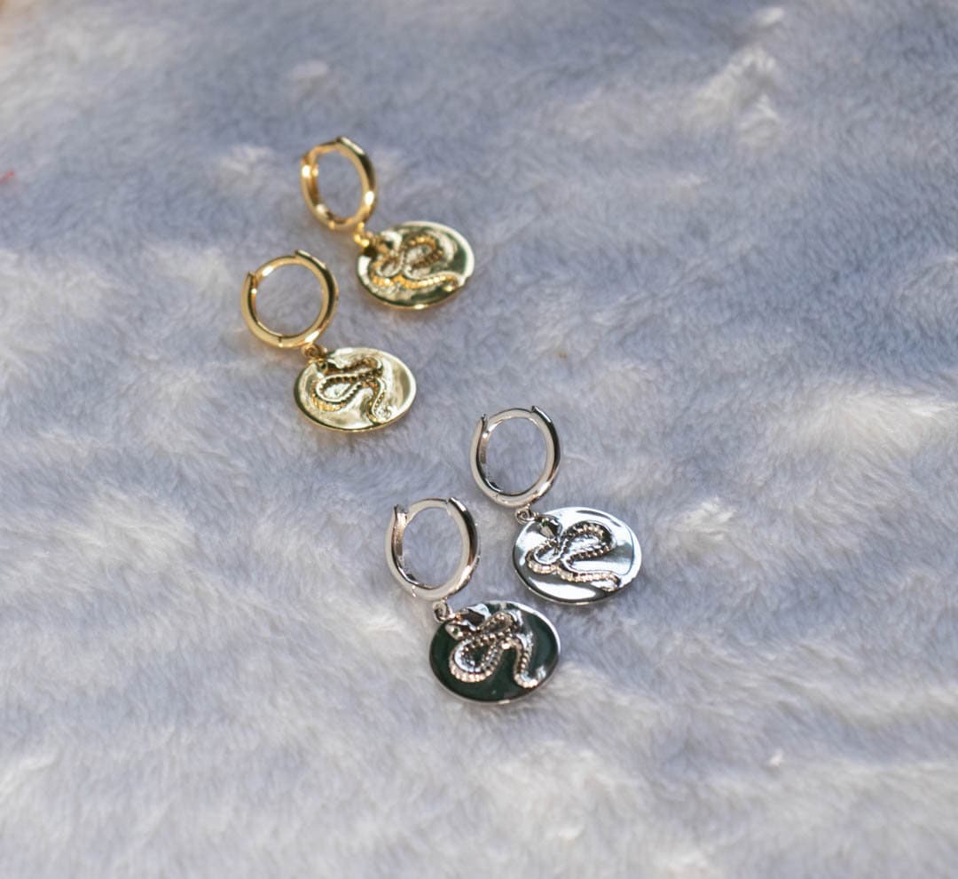 Snake Earrings Gold Snake Huggie Earrings Sterling Silver - Etsy