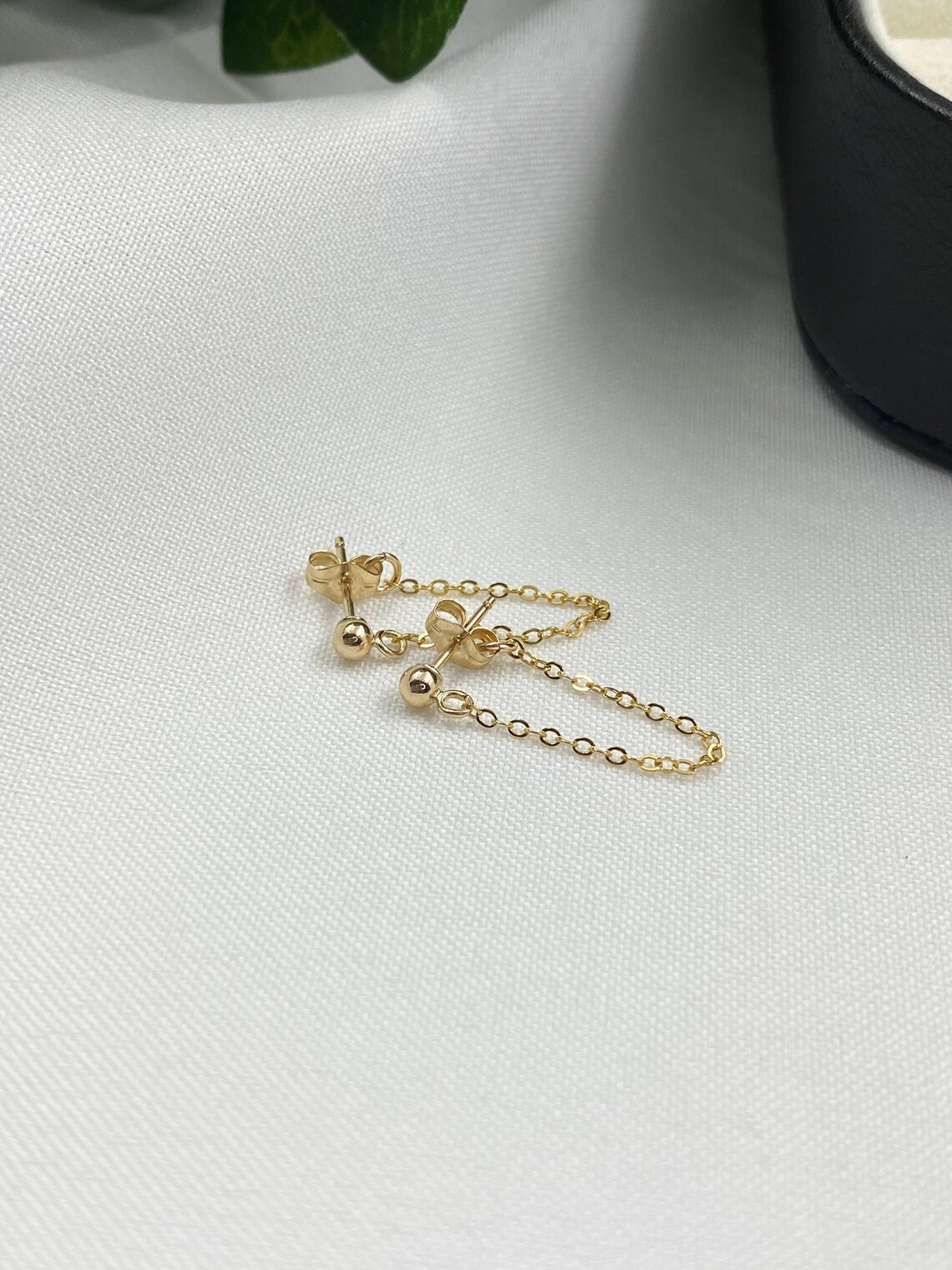 Dainty 14K Gold Filled Studs - Chain Earrings, Stud Earrings, Sterling ...