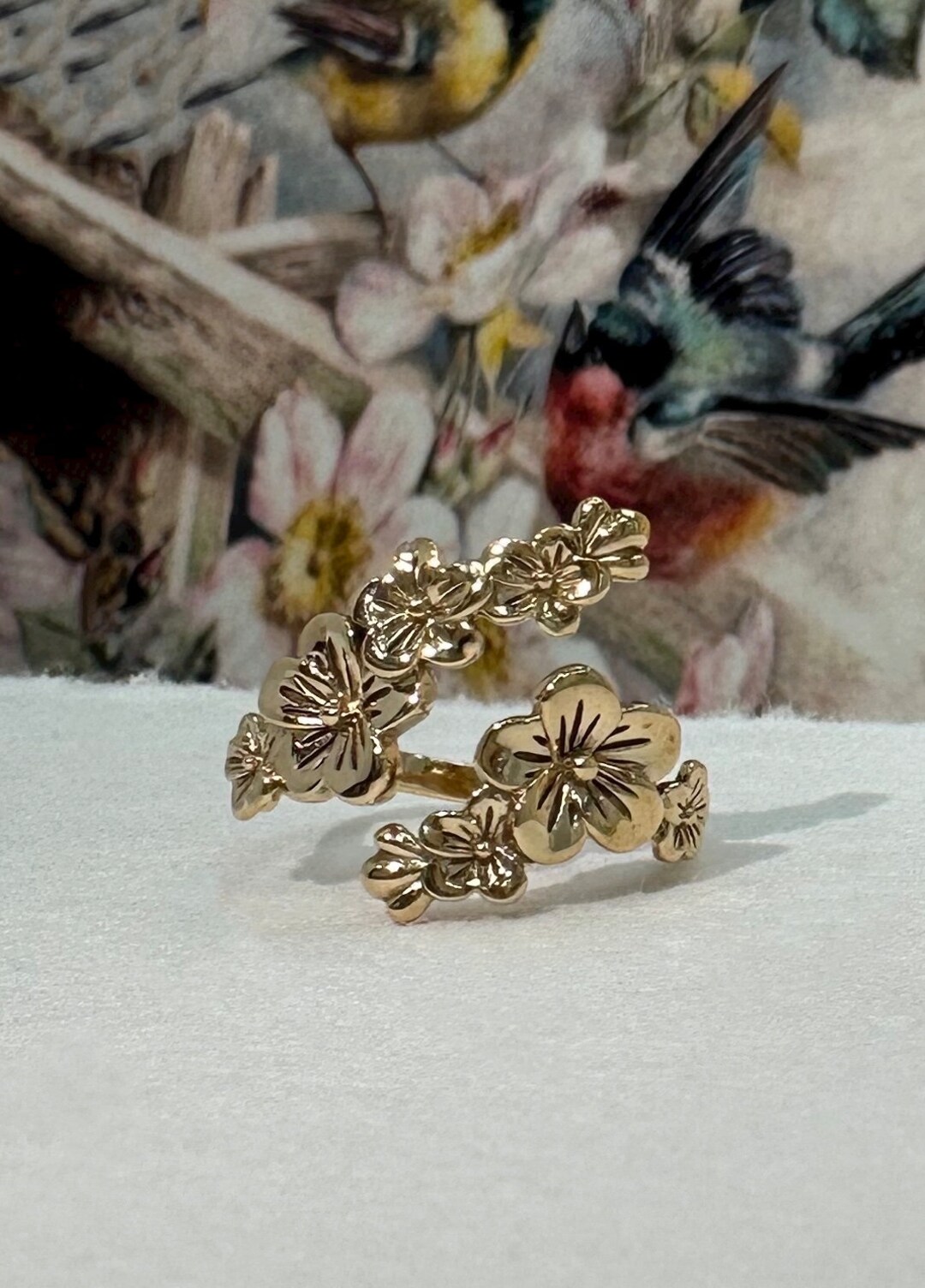 Adjustable Cherry Blossoms Ring - Gold Cherry Blossom, Adjustable Ring ...