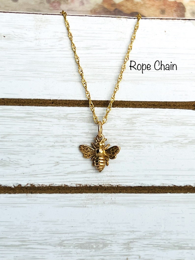 Dainty Bee Necklace Tiny Silver Rose or Gold Bee Jewelry - Etsy