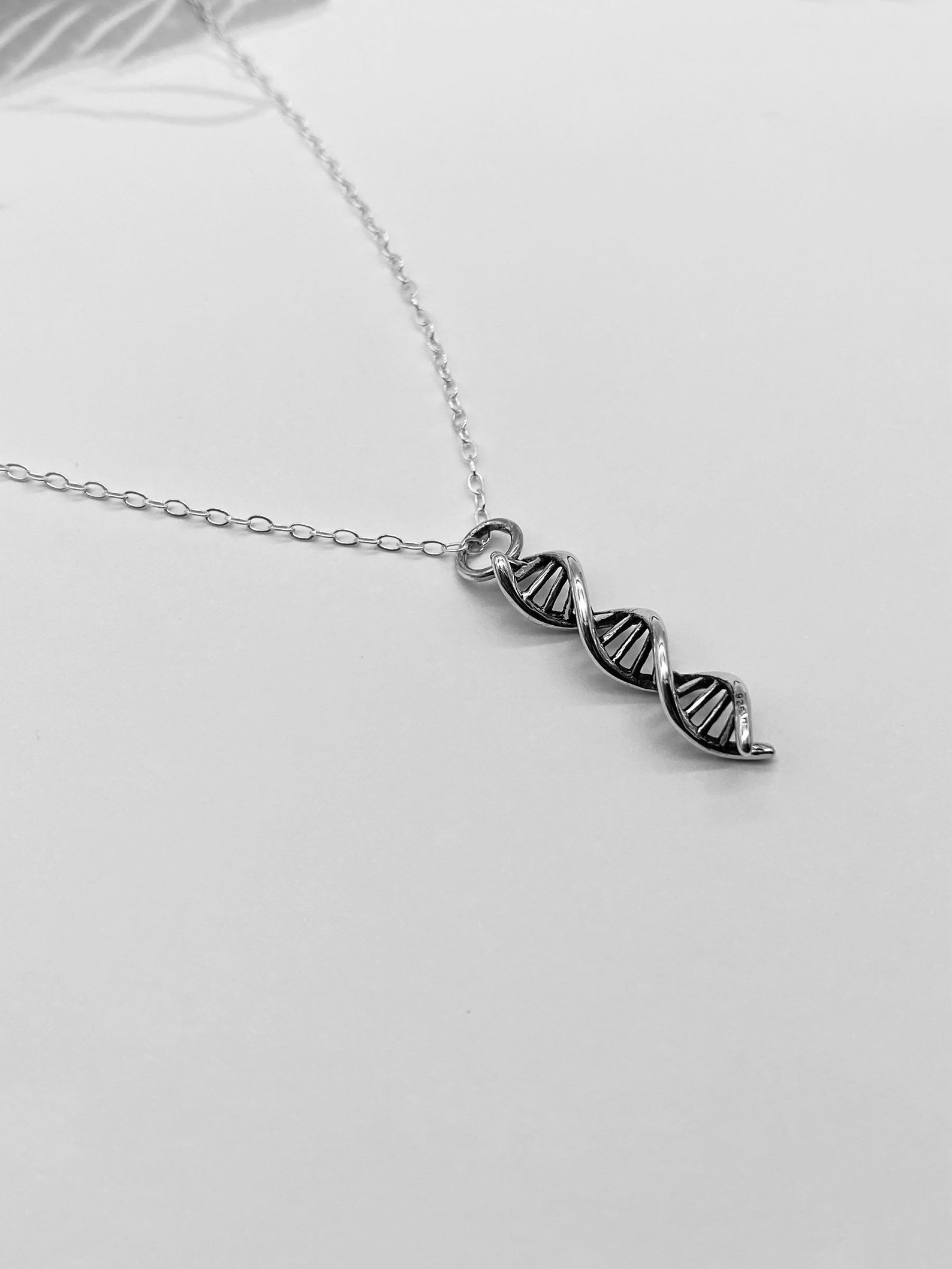 DNA Necklace Sterling Silver Helix Necklace Double Helix | Etsy