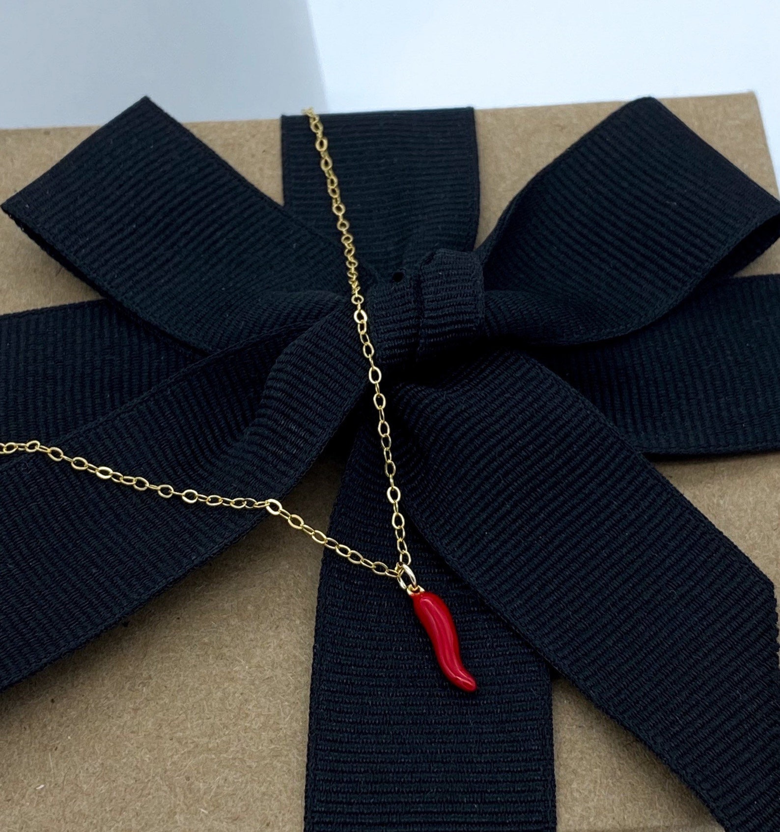 Tiny Gold Hot Chili Pepper Necklace - Dainty Red Hot Spicy Pepper, Hot ...