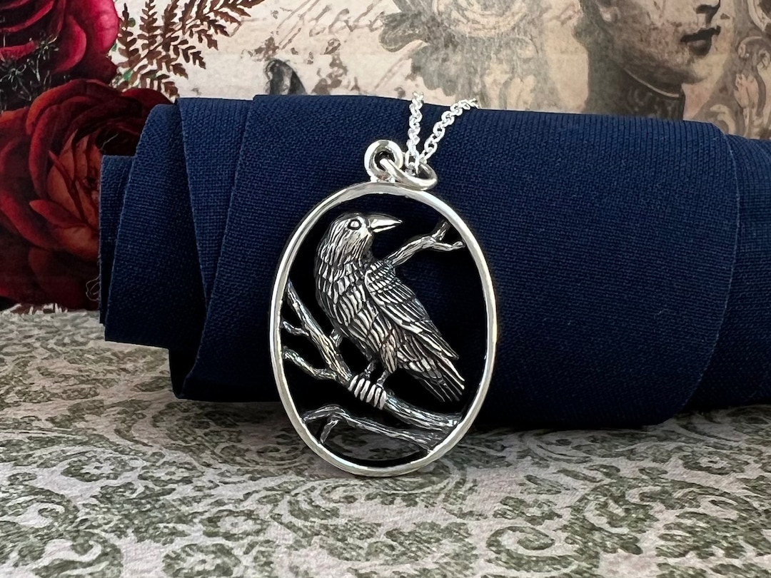 Sterling Silver Raven Necklace - for Him or Her, Hope Necklace, Raven ...