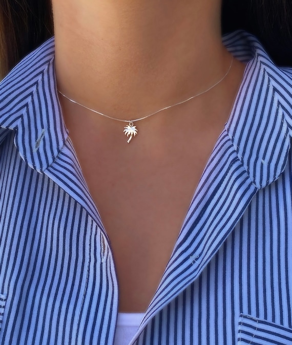 Dainty Palm Tree Necklace Tiny Tree Tropical Jewelry Beach | Etsy