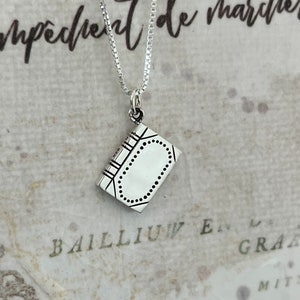 Silver Book Necklace. 3D Book Pendant, Teachers Gift, Graduation Gift ...