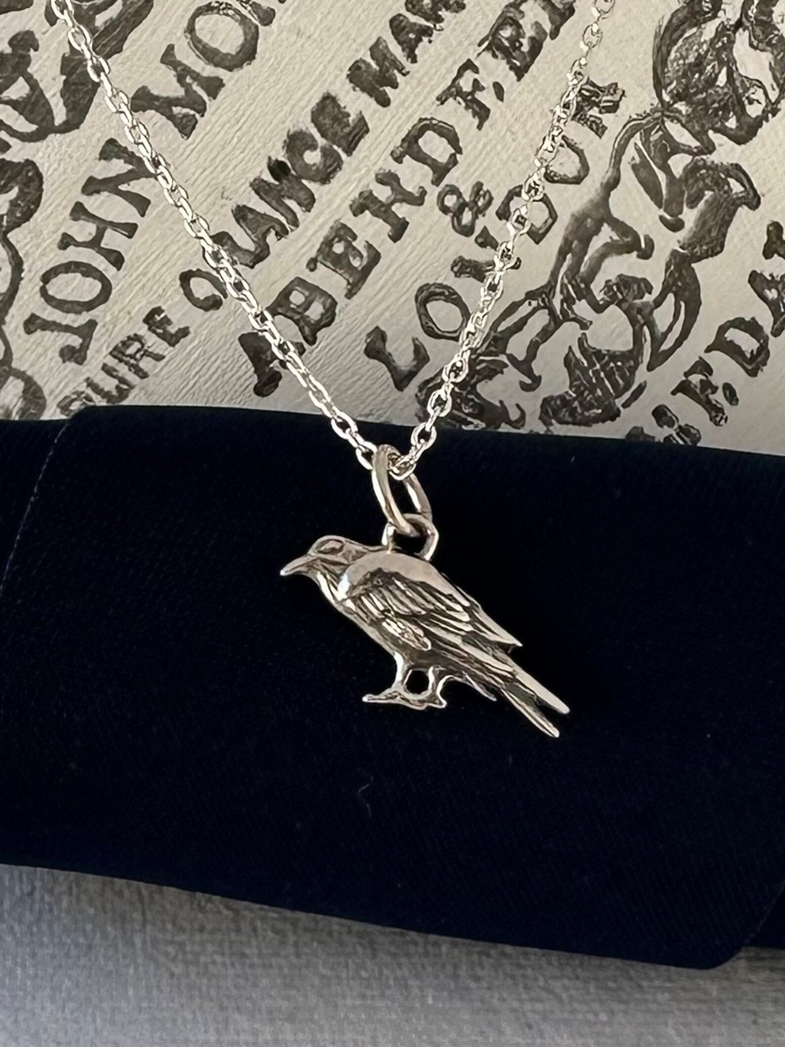 Sterling Silver Raven Necklace - Tiny Raven, Messenger Bird, Raven ...