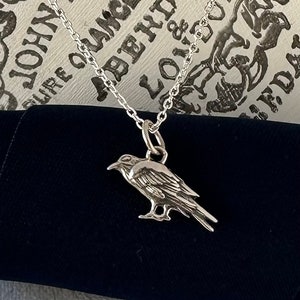 Sterling Silver Raven Necklace - Tiny Raven, Messenger Bird, Raven ...
