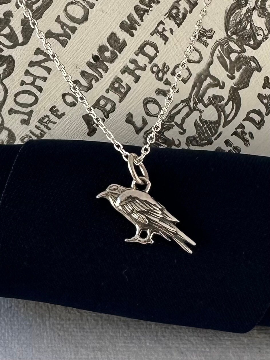 Sterling Silver Raven Necklace - Tiny Raven, Messenger Bird, Raven ...