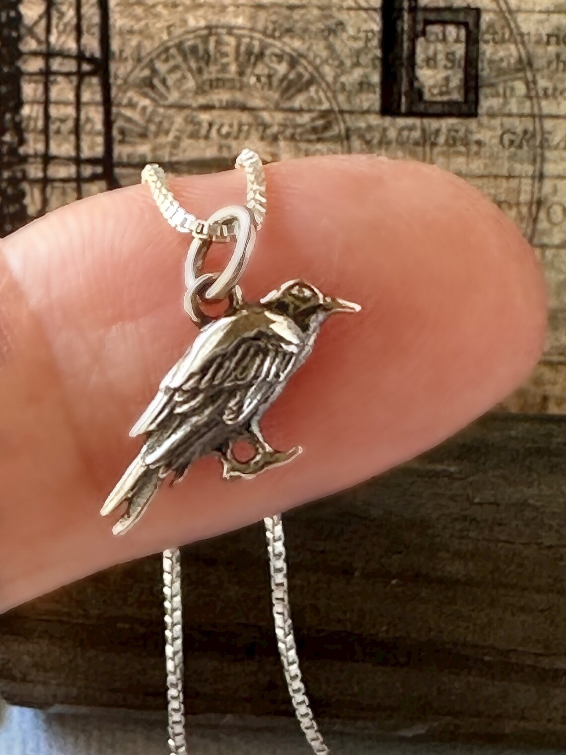 Sterling Silver Raven Necklace - Tiny Raven, Messenger Bird, Raven ...
