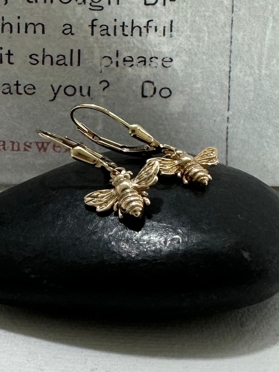 Dainty Gold Bee Earrings Dainty Dangle Drop Earrings Gold Bees, Silver ...