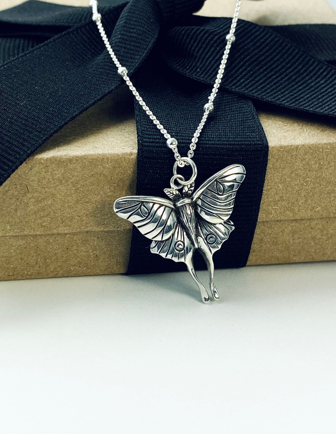 Sterling Silver Moth Necklace Silver Moth Jewelry Faith - Etsy