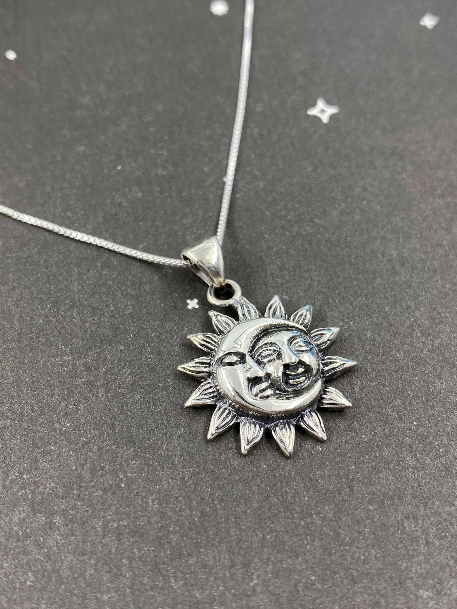 Sterling Silver Sun and Moon Necklace Moon Necklace Sun - Etsy