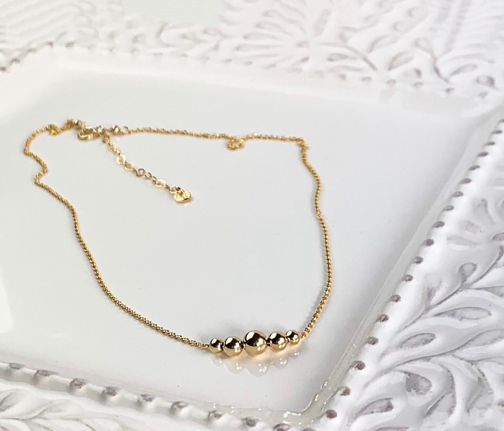 Beaded Chain Necklace - Choker Necklace, Dainty Beaded Necklace ...
