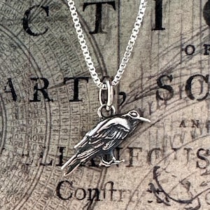 Sterling Silver Raven Necklace - Tiny Raven, Messenger Bird, Raven ...