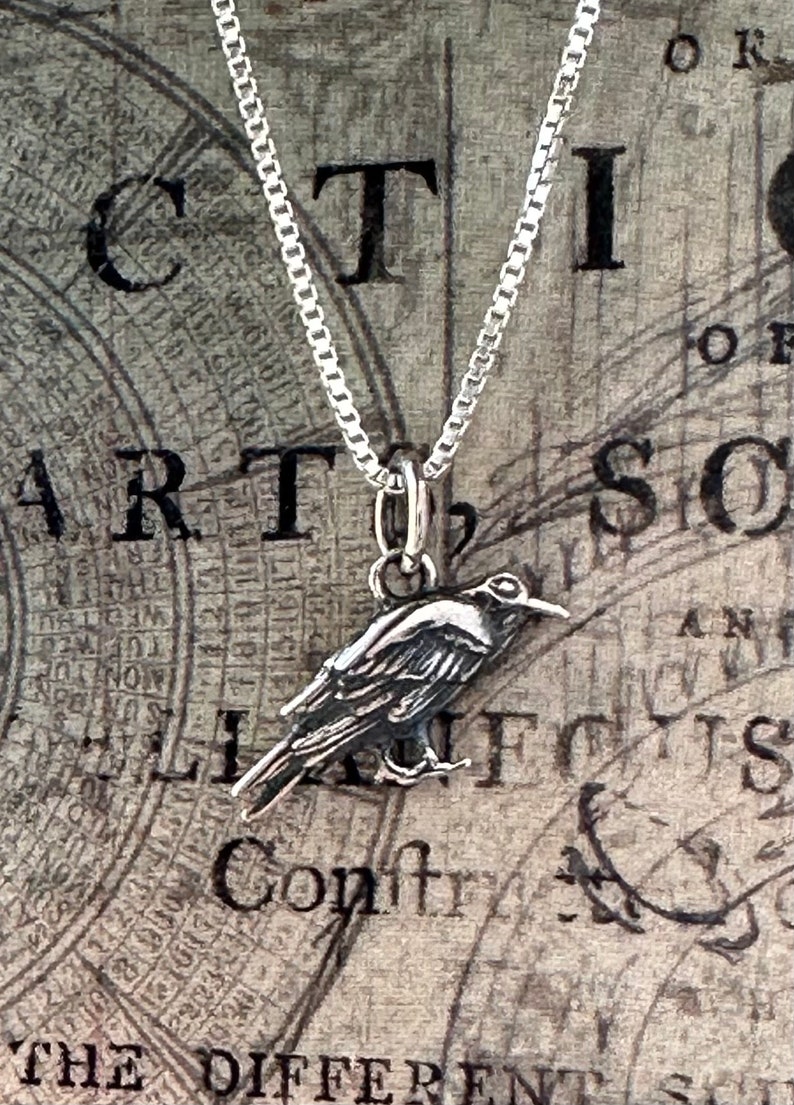 Sterling Silver Raven Necklace - Tiny Raven, Messenger Bird, Raven ...