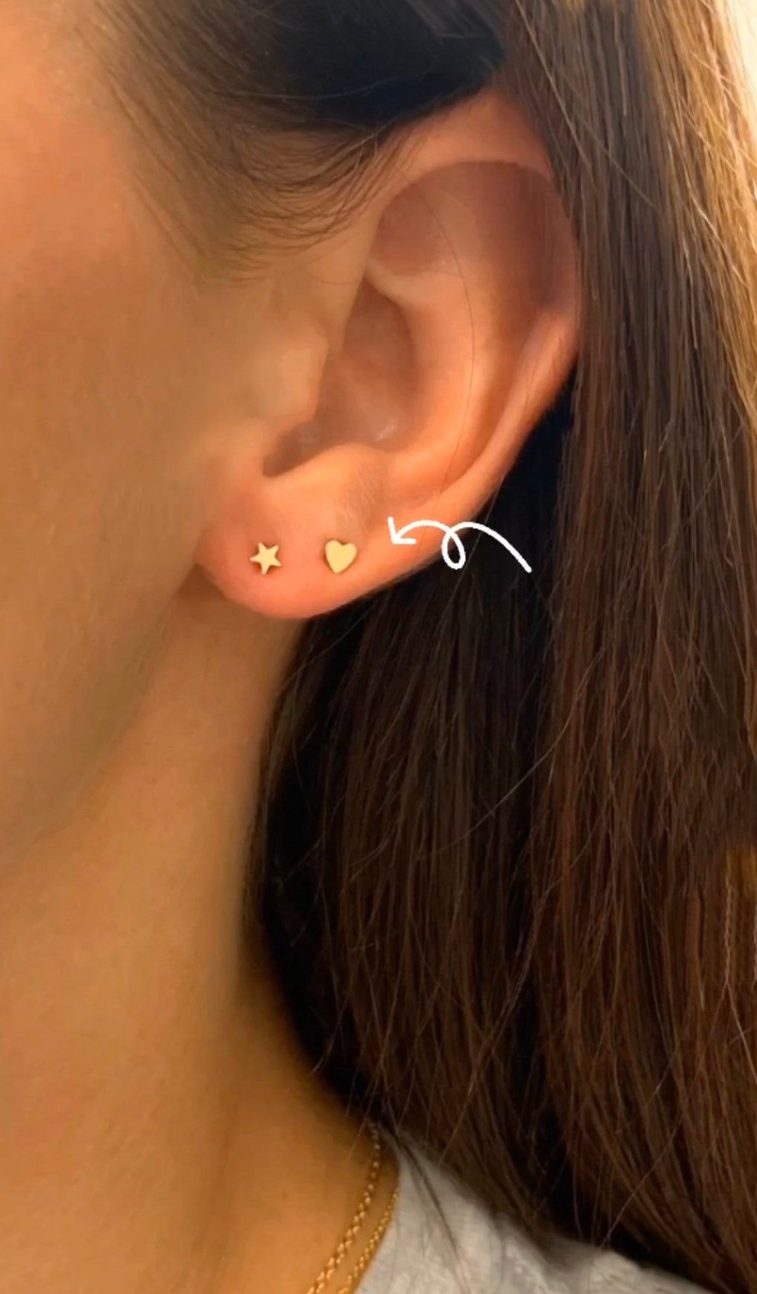 Dainty Heart Stud Earrings - Solid 14K Gold Heart Earrings, Stacking ...