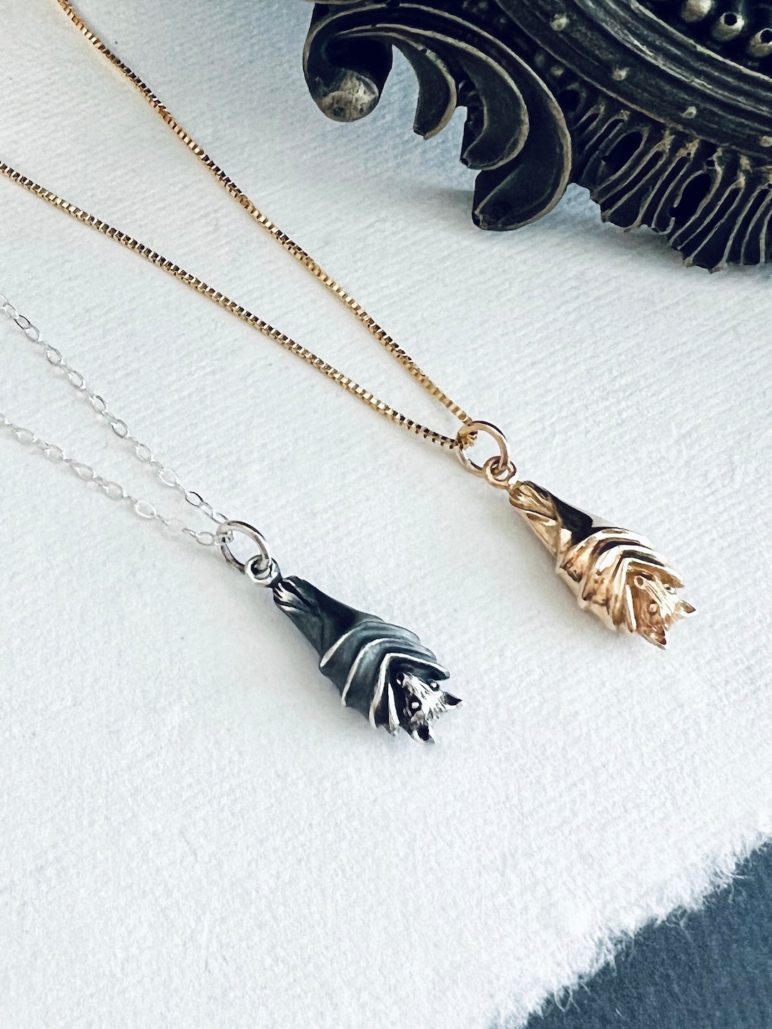 Gold Filled Bat Necklace - Silver Bat Necklace, Flying Bat Jewelry ...
