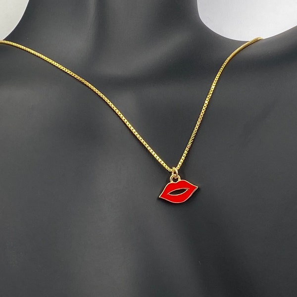 Red Lips Necklace - Etsy