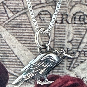 Sterling Silver Raven Necklace - Tiny Raven, Messenger Bird, Raven ...