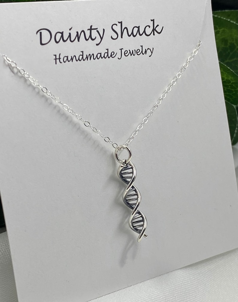 DNA Necklace Sterling Silver Helix Necklace Double Helix - Etsy
