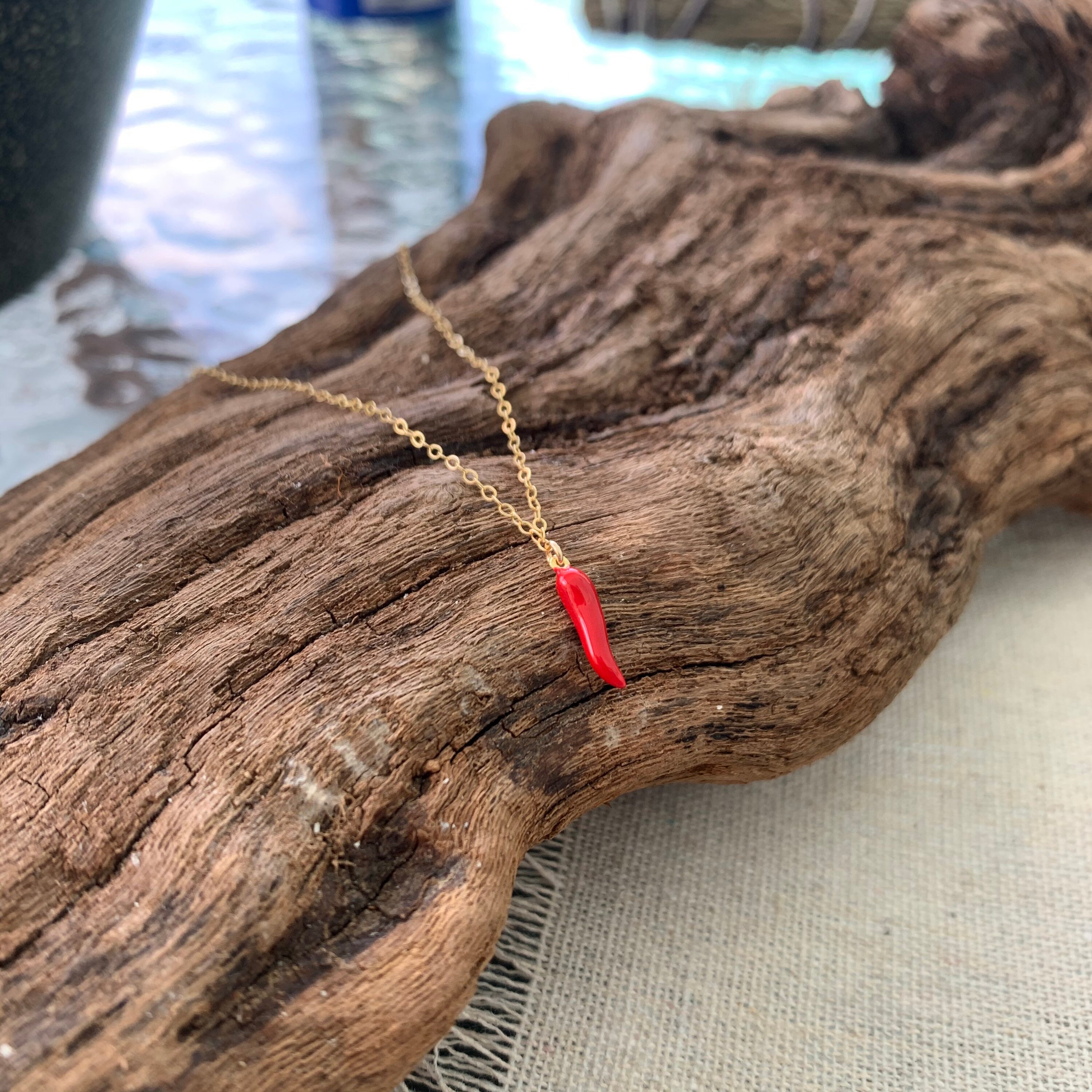 Tiny Gold Hot Chili Pepper Necklace Dainty Red Hot Spicy | Etsy