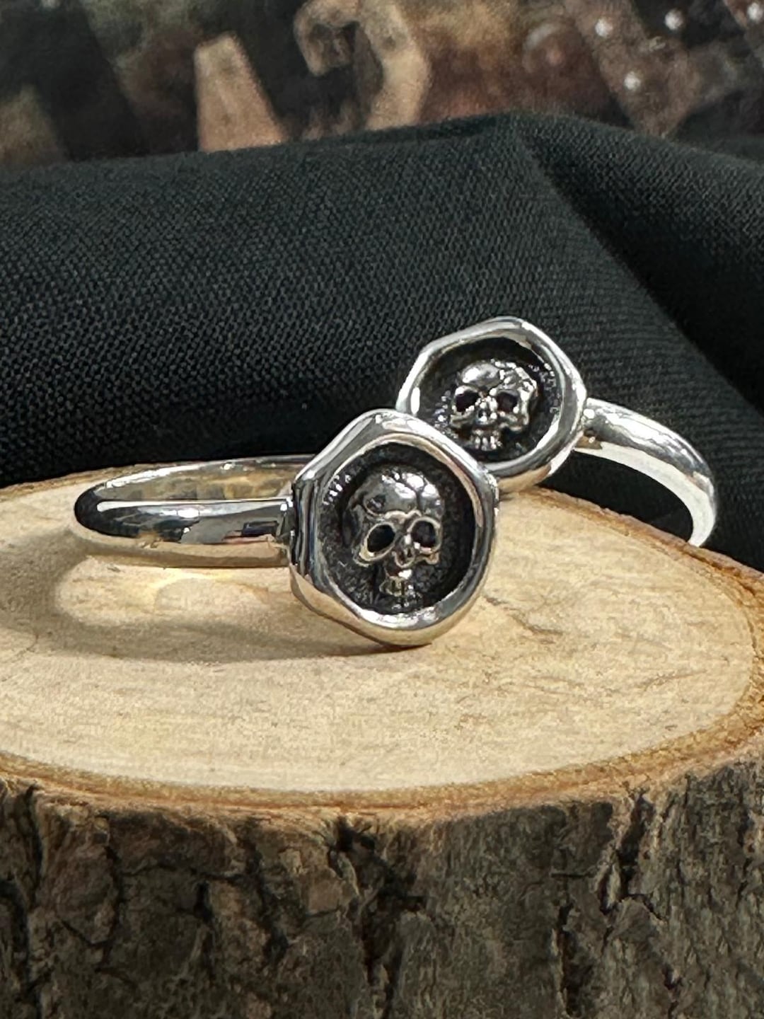 Sterling Silver Skull Ring - Silver Wax Seal Skull Ring, Bones, Rings ...