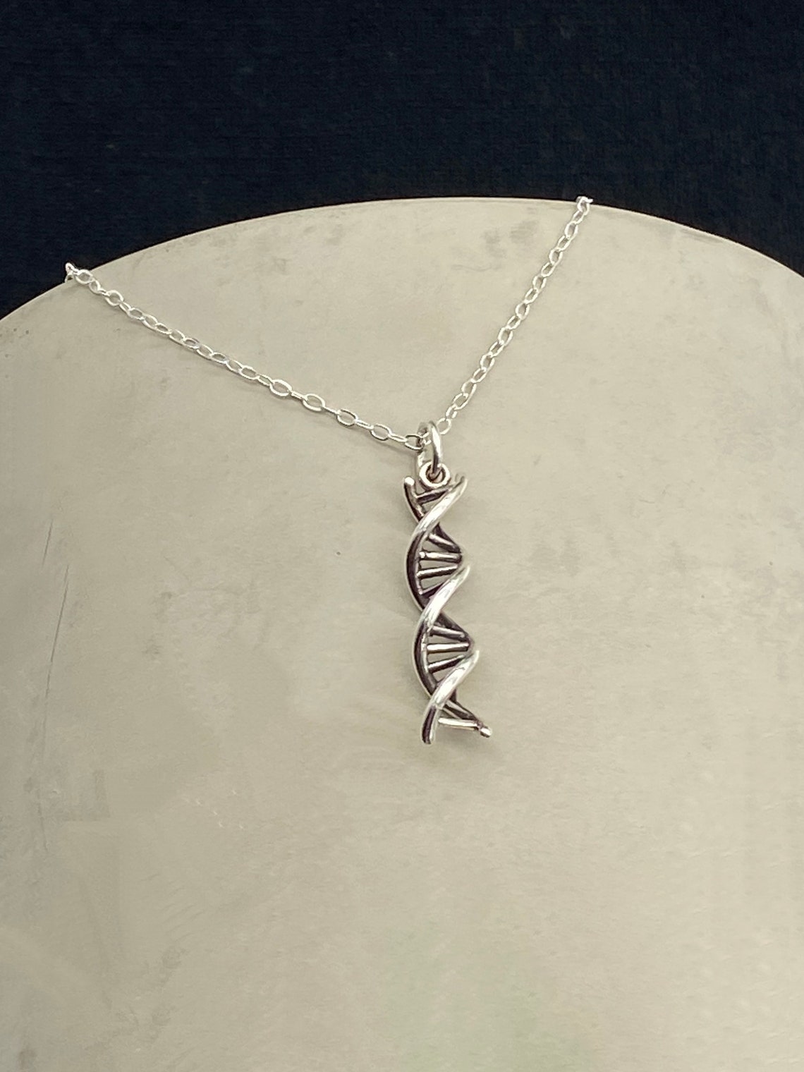 DNA Necklace Sterling Silver Helix Necklace Double Helix | Etsy