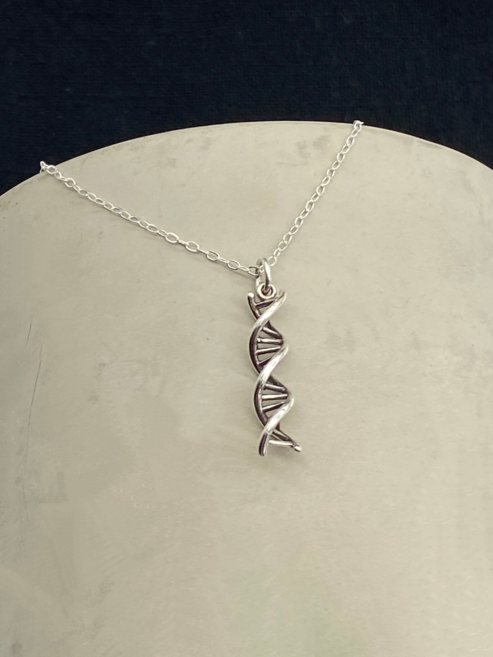 DNA Necklace Sterling Silver Helix Necklace Double Helix - Etsy