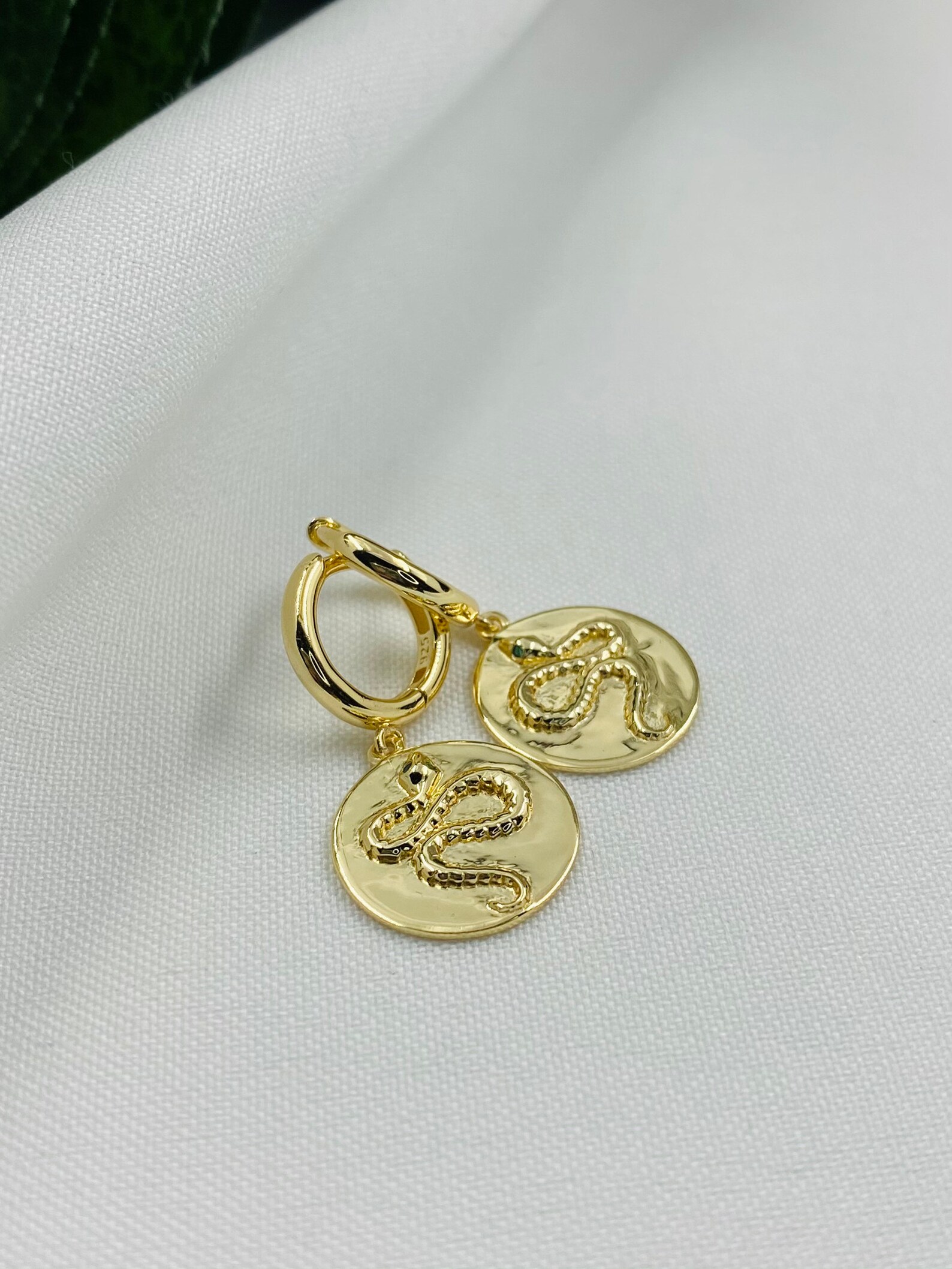 Snake Earrings Gold Snake Huggie Earrings Sterling Silver | Etsy