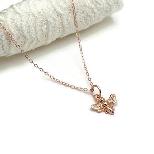 Dainty Bee Necklace - Tiny Silver, Rose or Gold Bee Jewelry, Sparkling ...