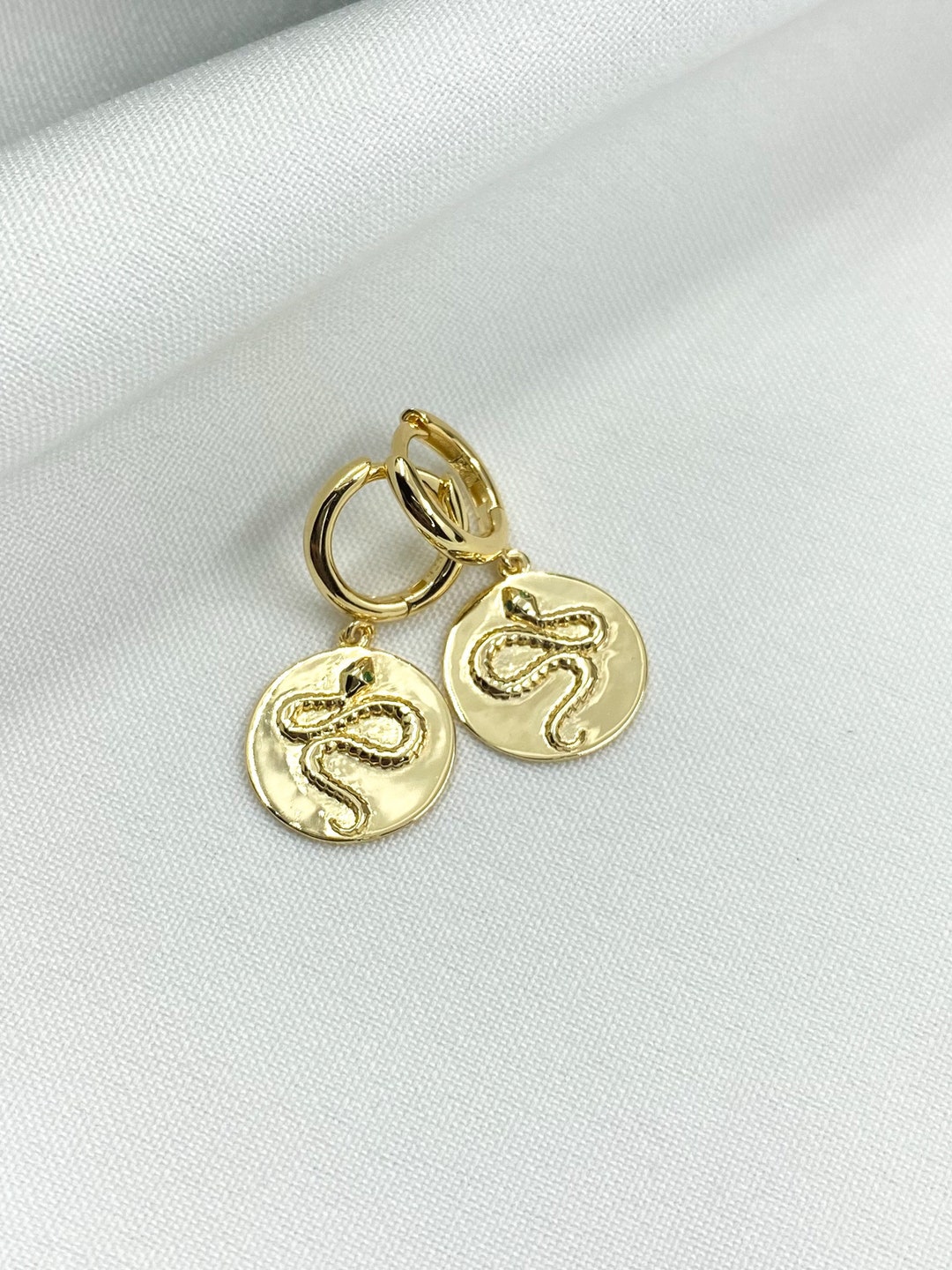 Snake Earrings Gold Snake Huggie Earrings Sterling Silver - Etsy
