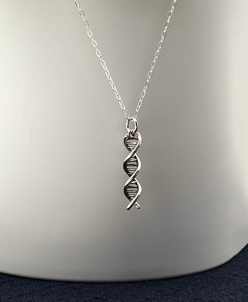 DNA Necklace Sterling Silver Helix Necklace Double Helix - Etsy