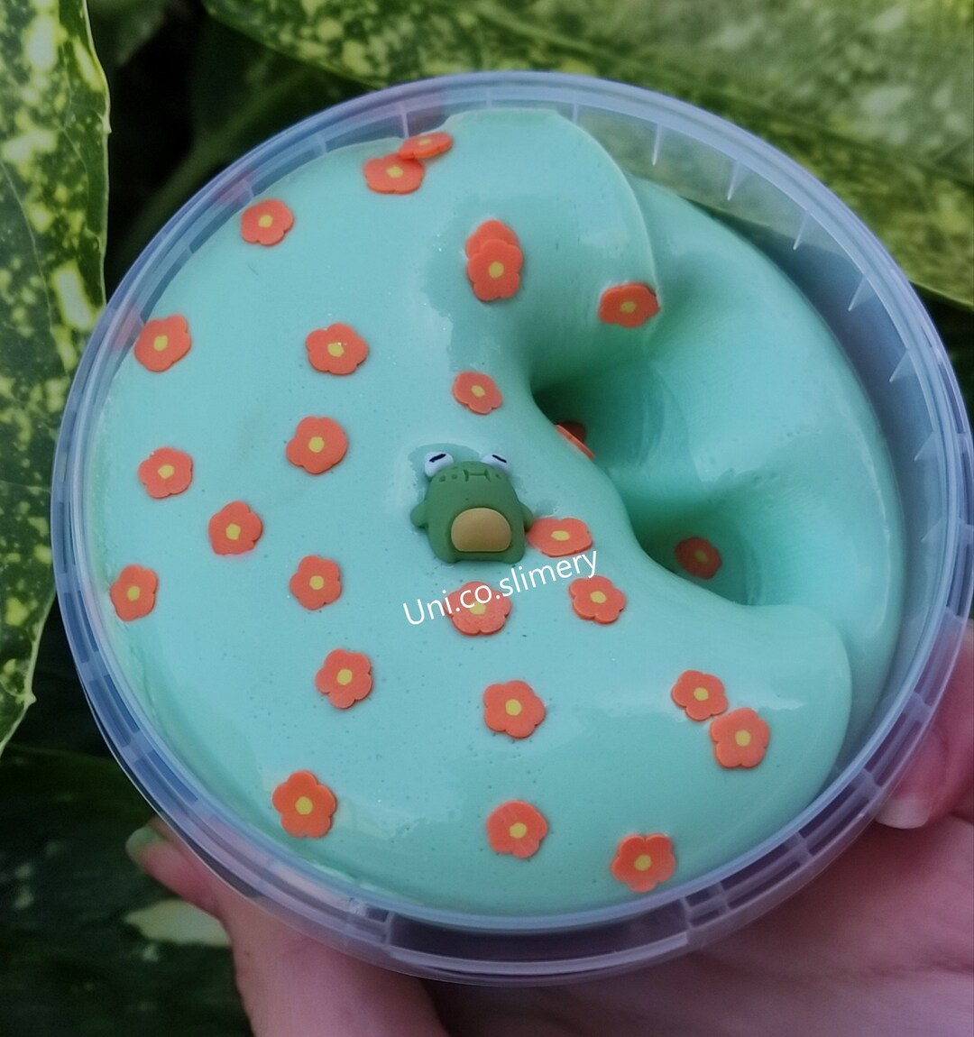 Frog Pond Slime: Thick Glossy Daisy Scented Slime With Flower Fimos - Etsy
