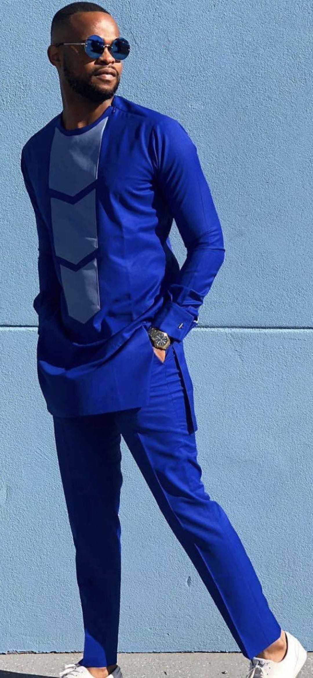 Royal Blue Suit, African Men Clothing, African Groom Suit, African ...