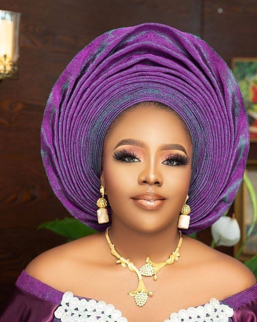 African Aso Oke Gele, Nigerian Auto Gele, Nigerian Bridal Auto Gele ...