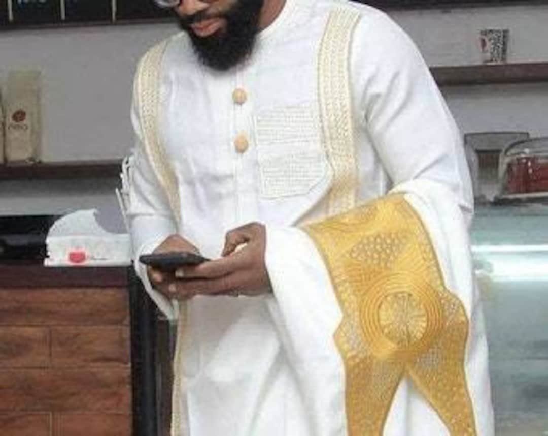 African Men Clothing, Agbada and Pant, African Fashion, White ...