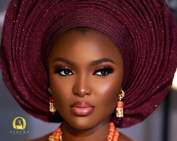 African Aso Oke Gele, Nigerian Auto Gele, Nigerian Bridal Auto Gele ...