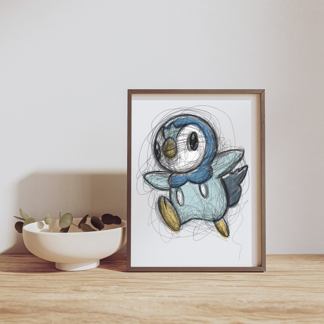 Piplup Gen 4 Pokemon Starter Instant Printable Digital Download Art ...