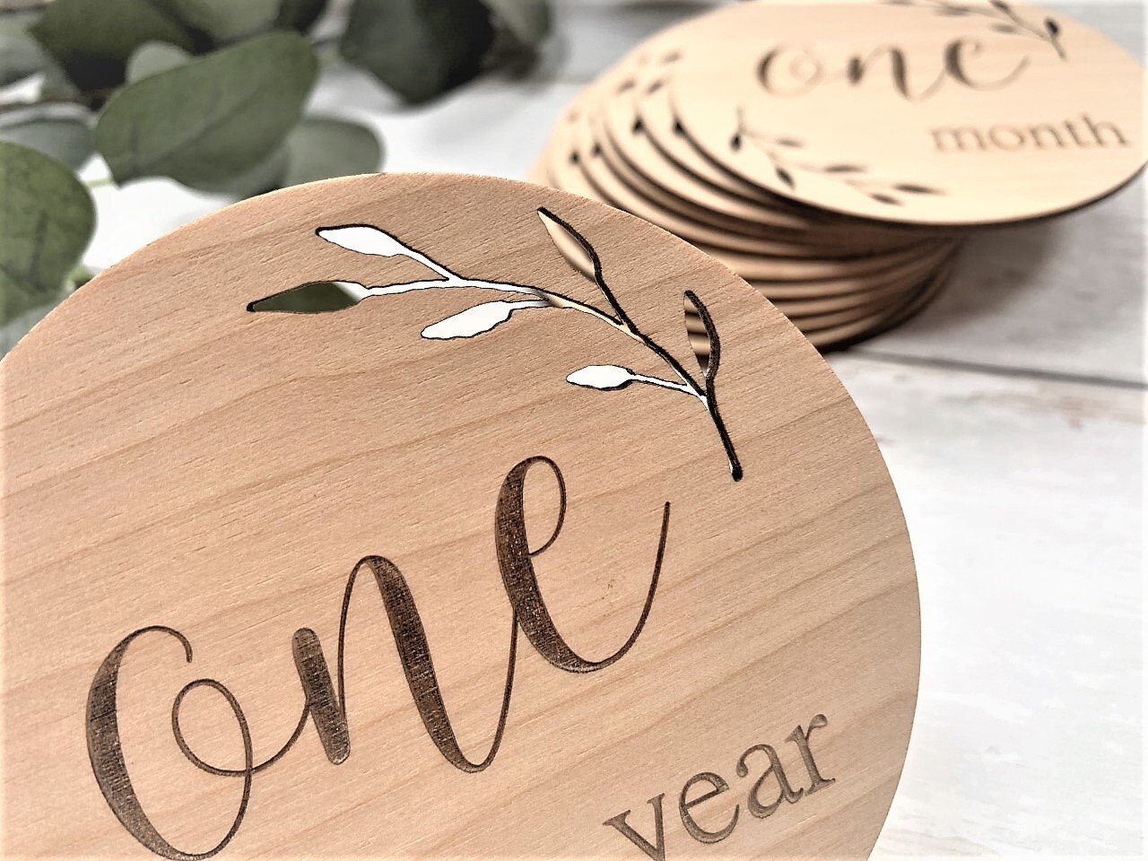 Baby Milestone Discs / Plaques Wooden Month 1 12 | Etsy