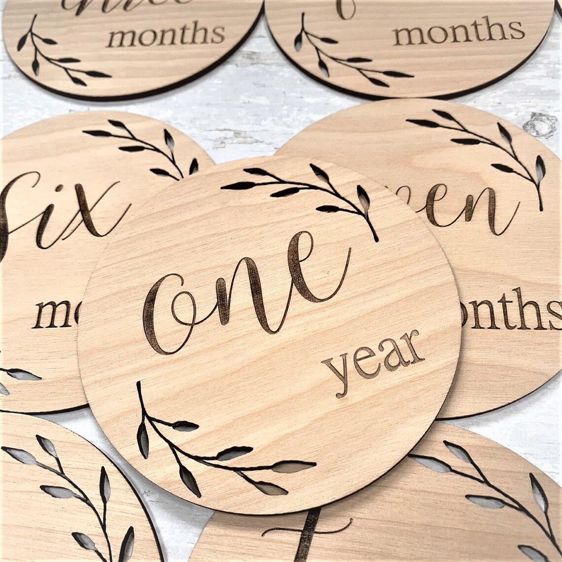 Baby Milestone Discs / Plaques Wooden Month 1 12 | Etsy